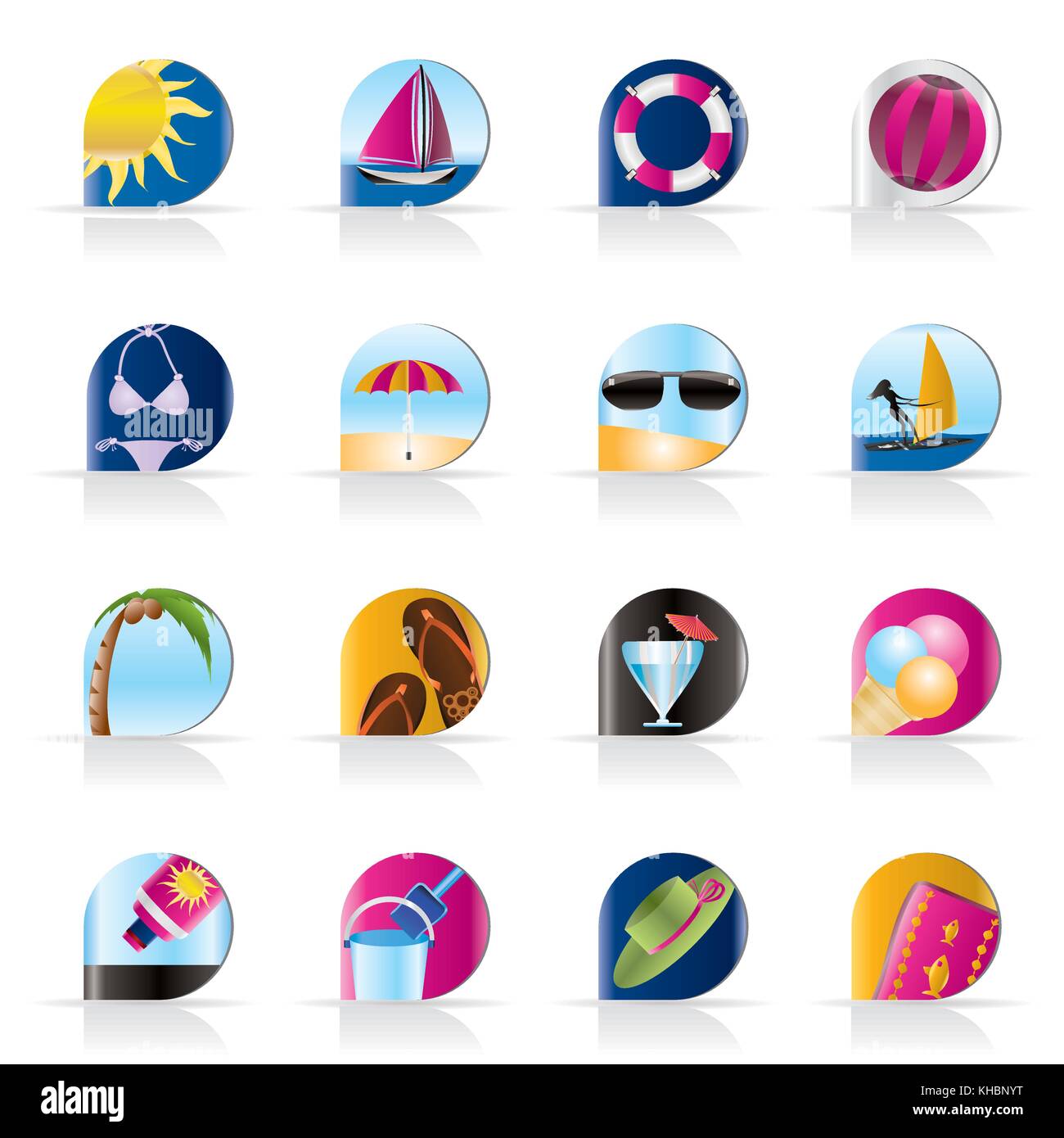 Set realistic tropical icons Cut Out Stock Images & Pictures - Alamy