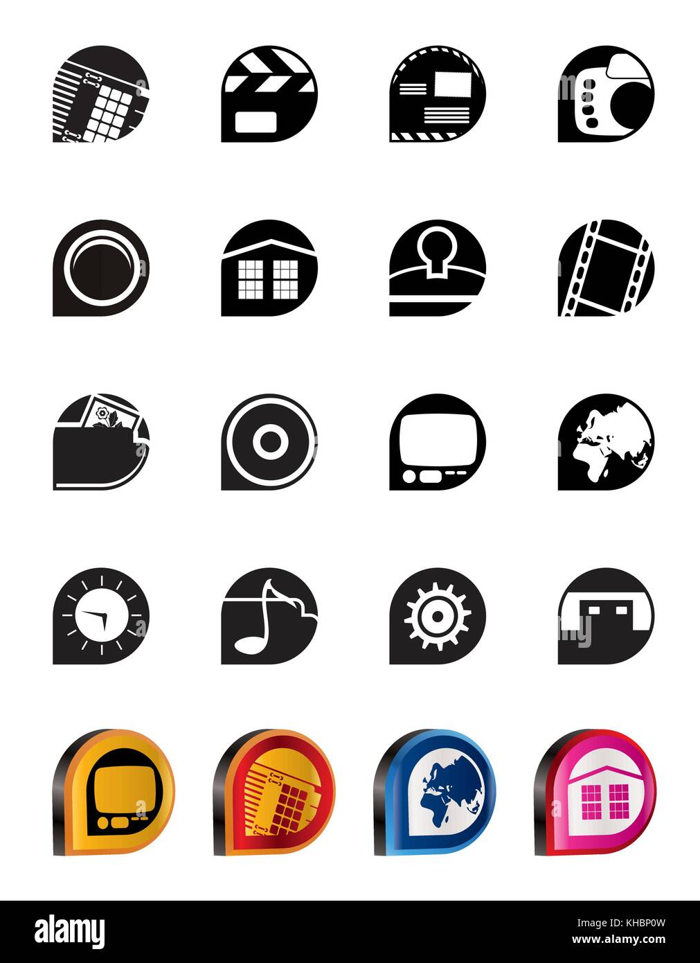 Internet, Computer and mobile phone icons - Vector icon set Stock ...