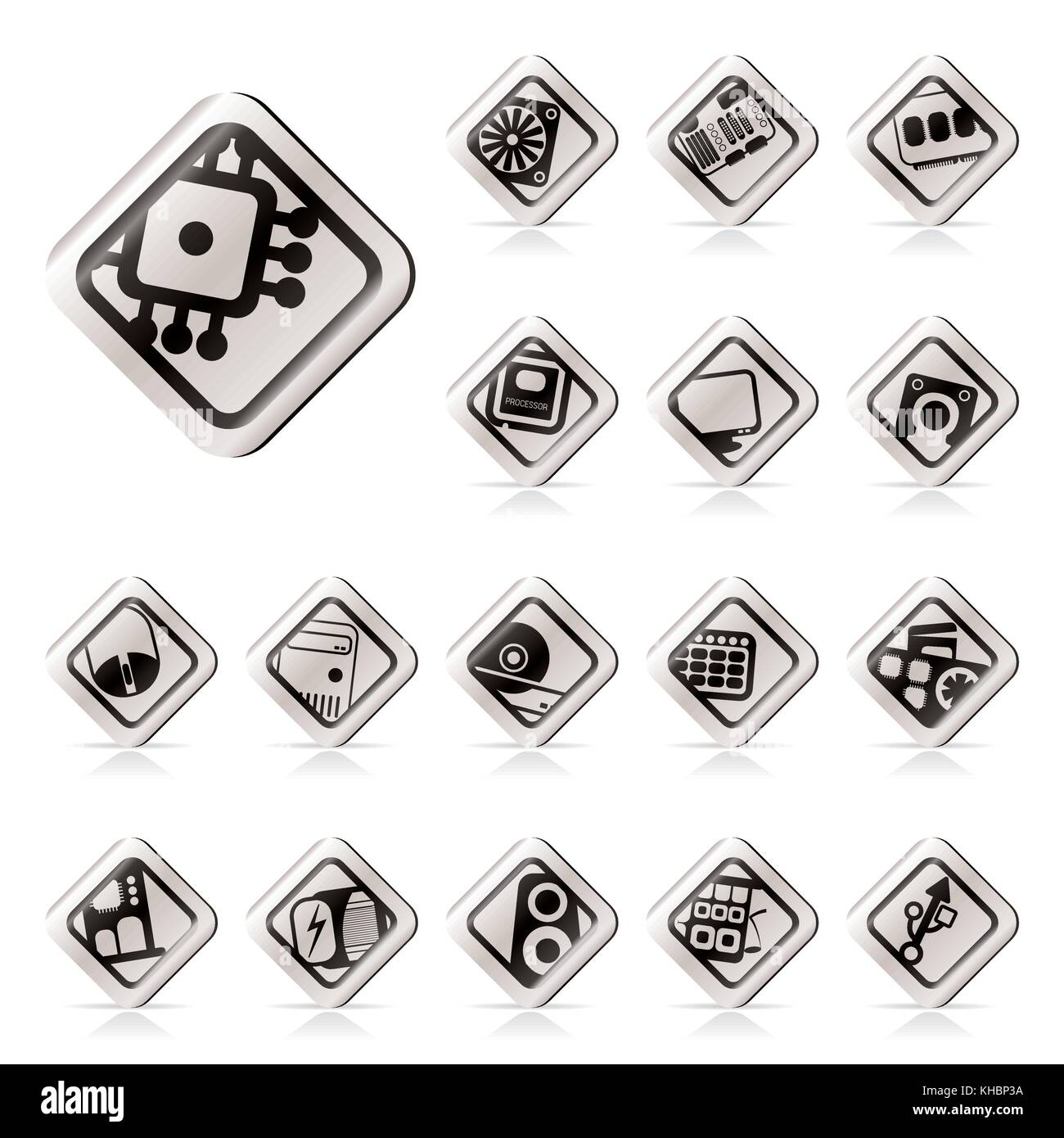 Simple Computer performance and equipment icons - vector icon set Stock ...