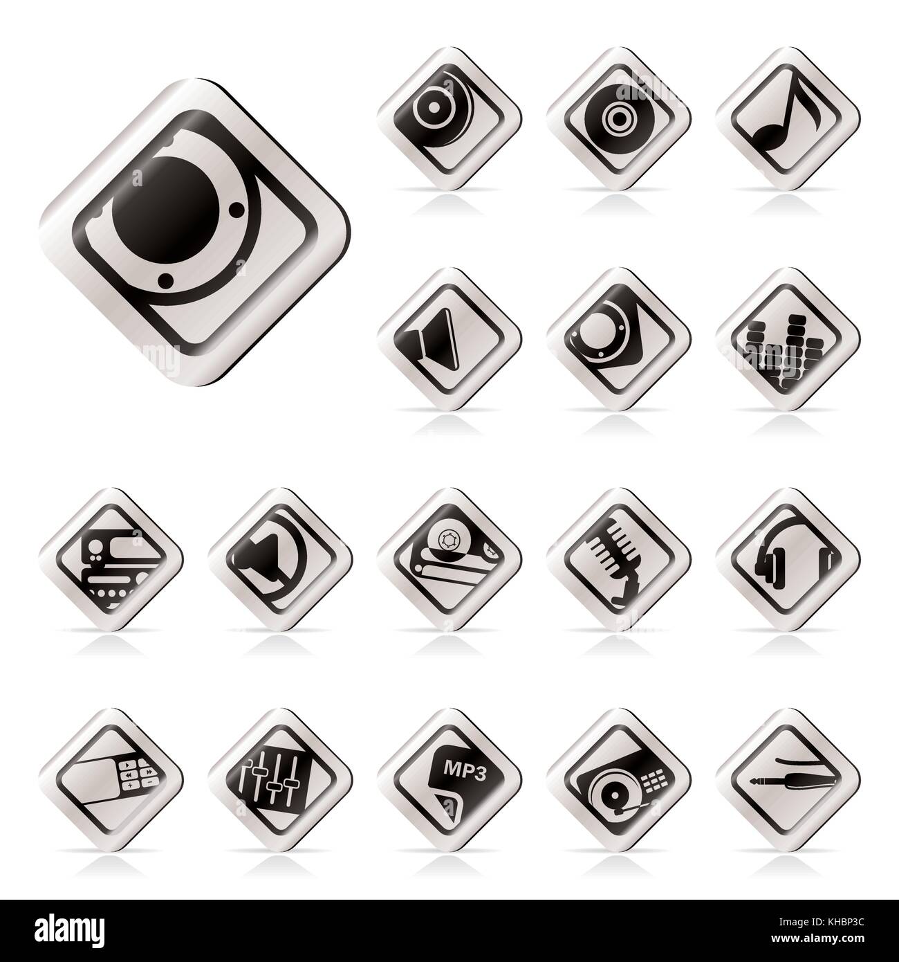 Simple Music and sound icons - Vector Icon Set Stock Vector Image & Art ...