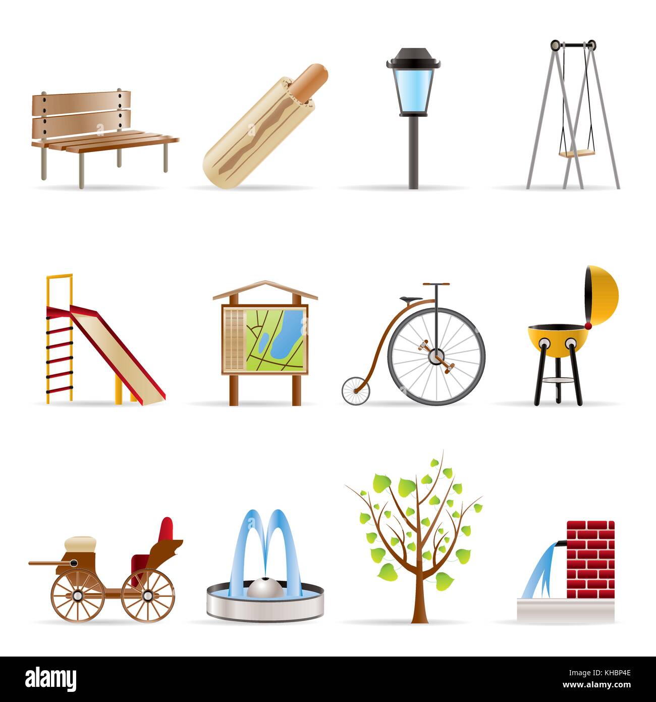 Park objects and signs icon - vector icon set Stock Vector Image & Art ...