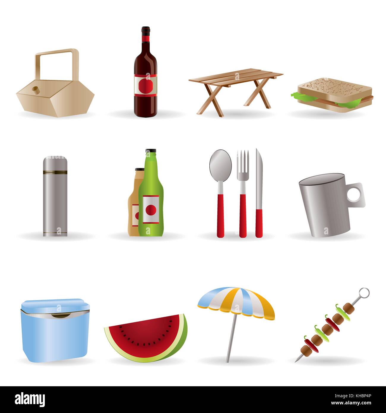 Picnic and holiday icons - vector icon set Stock Vector Image & Art - Alamy