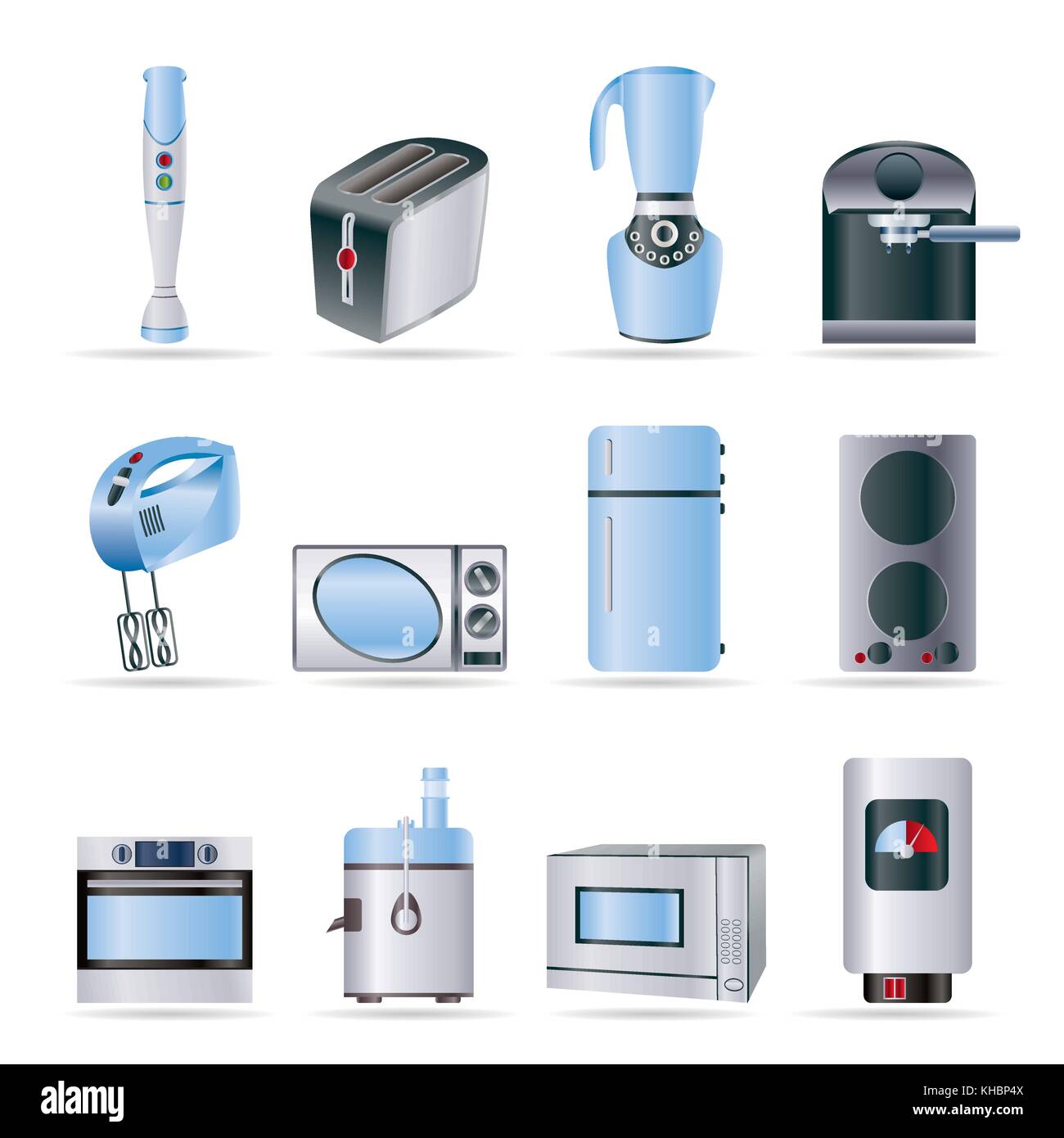 Kitchen and home equipment icons - vector icon set Stock Vector Image ...