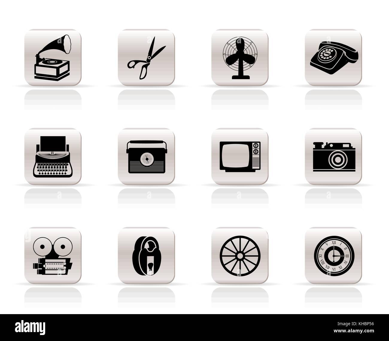 Simple Retro business and office object icons - vector icon set Stock ...
