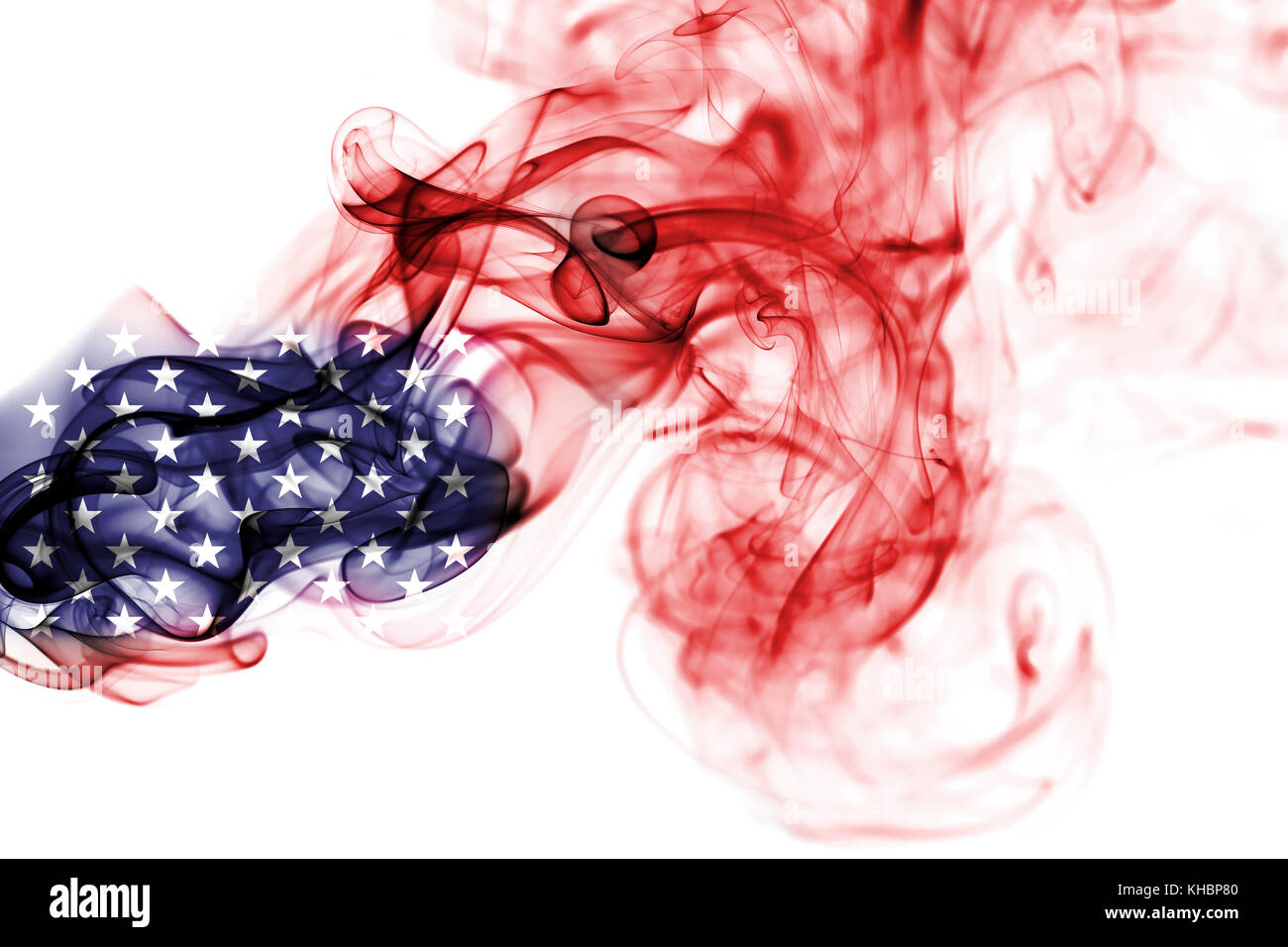 National smoke flag of United States of America isolated on white ...