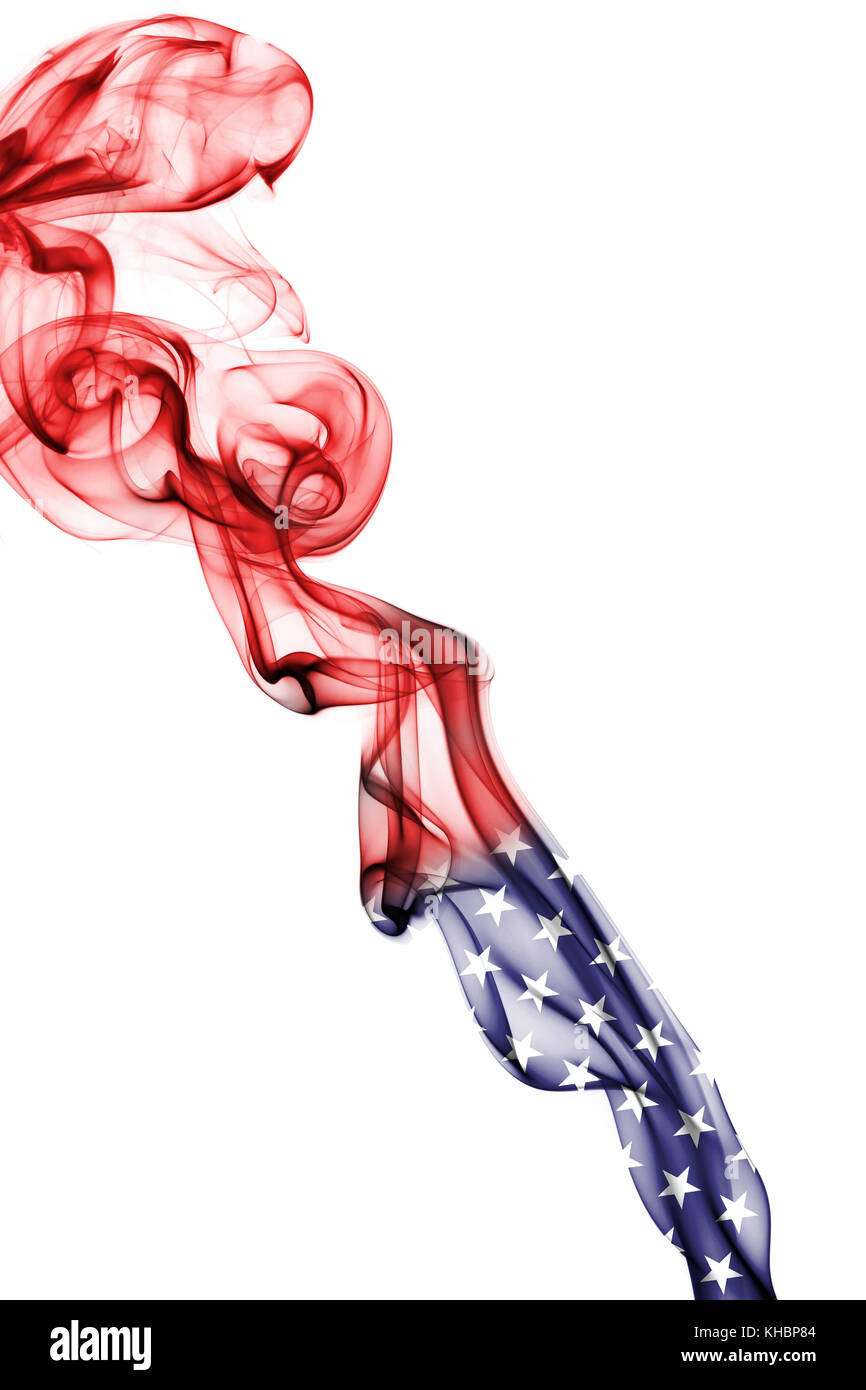 National smoke flag of United States of America isolated on white ...