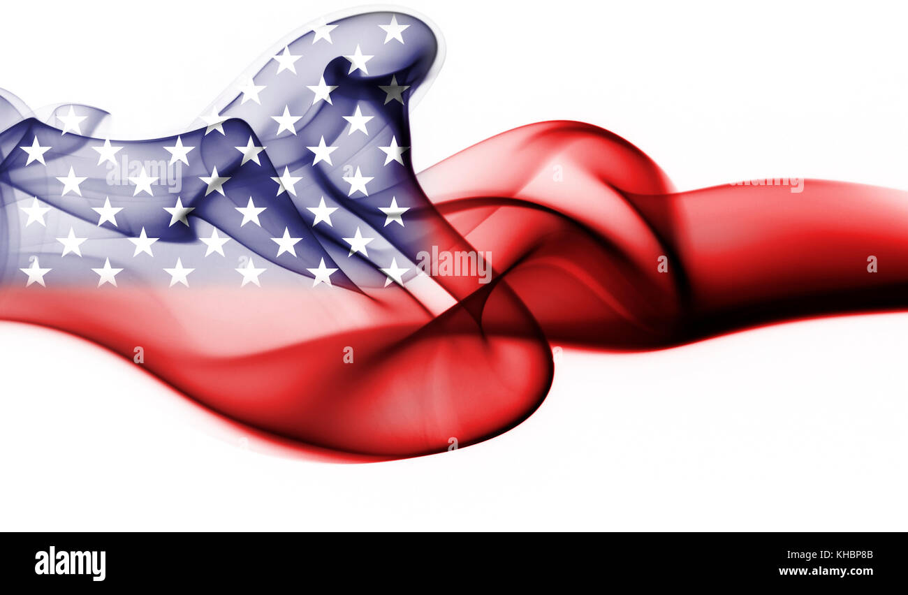 National smoke flag of United States of America isolated on white ...