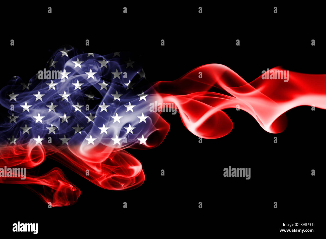 National smoke flag of United States of America isolated on black ...