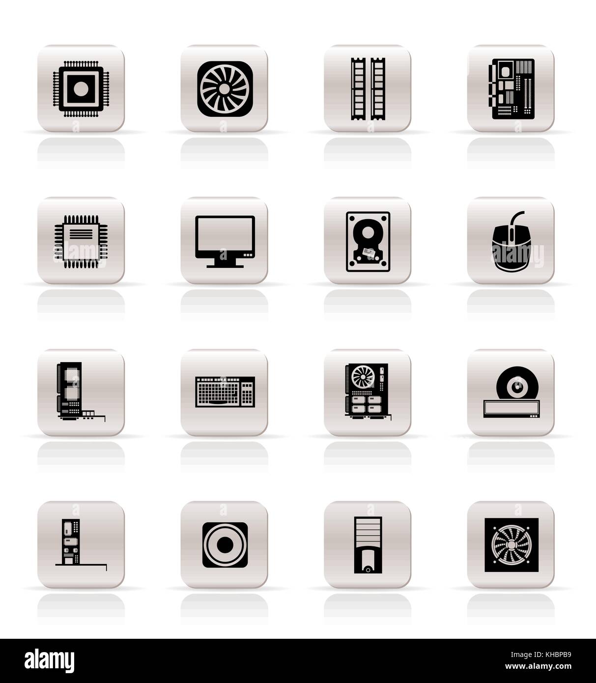 Computer performance and equipment icons - vector icon set Stock Vector ...