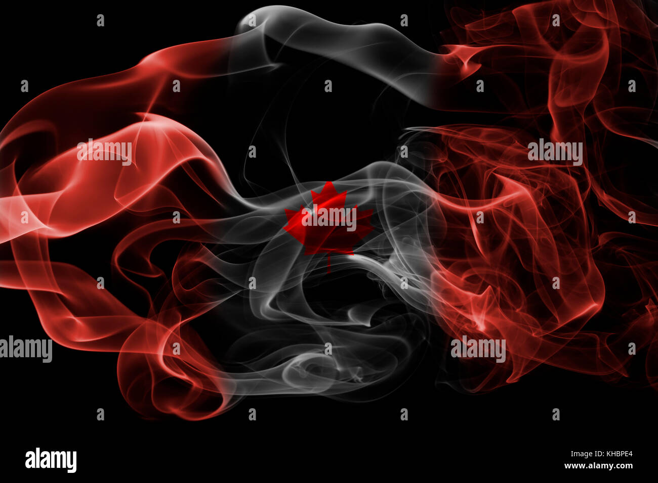 National smoke flag of Canada isolated on black background Stock Photo ...