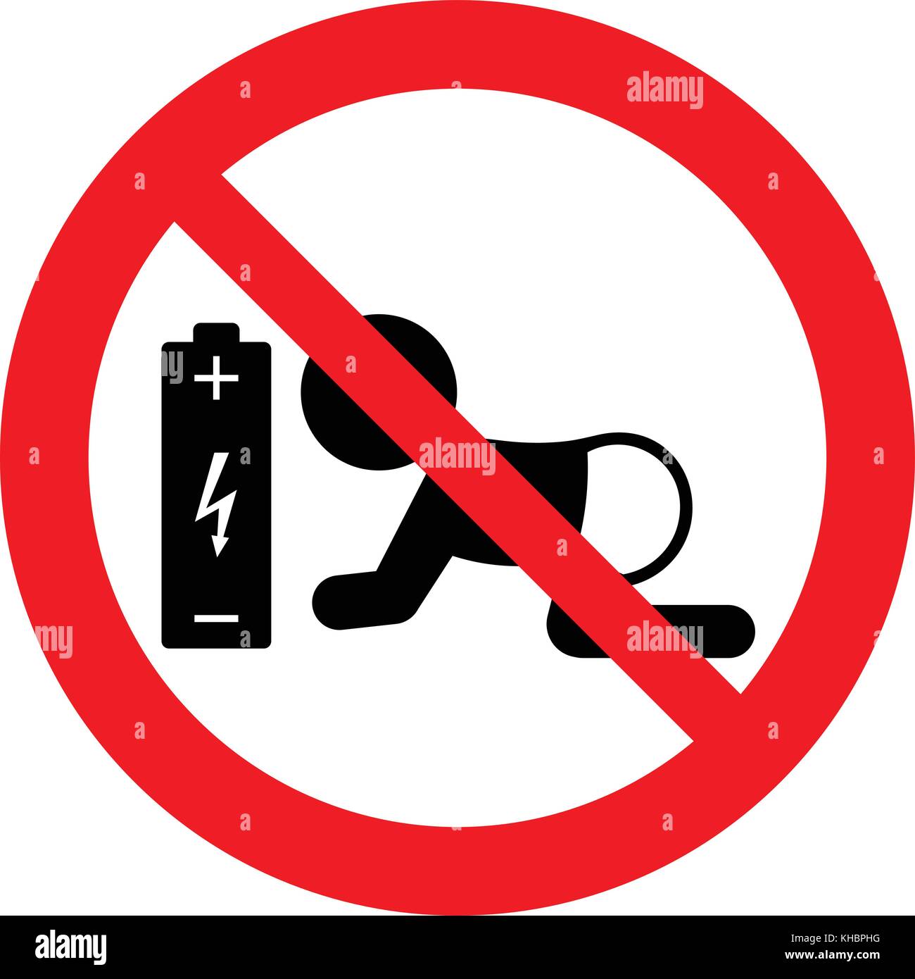 Battery is not toy, not suitable for little children, prohibition sign ...