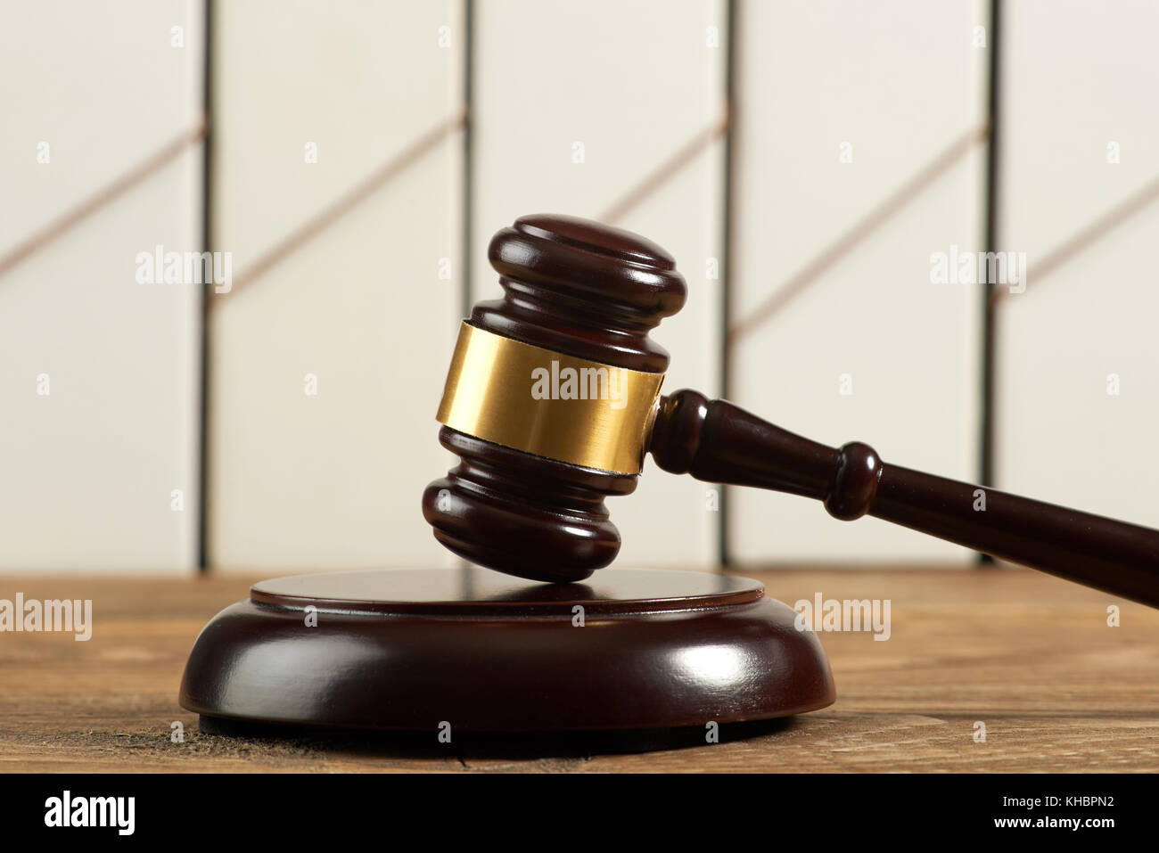 Judge gavel and file folders on wooden table Stock Photo - Alamy