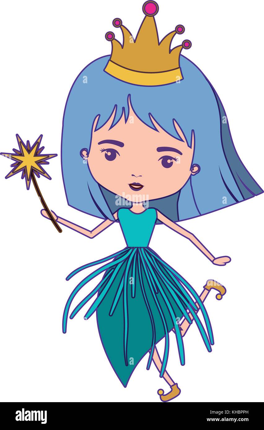 princess fairy with crown and magic wand with purple contour Stock ...