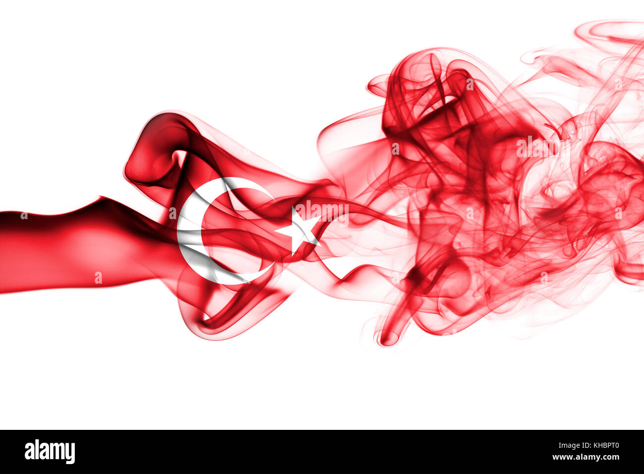 National smoke flag of Turkey isolated on white background Stock Photo ...