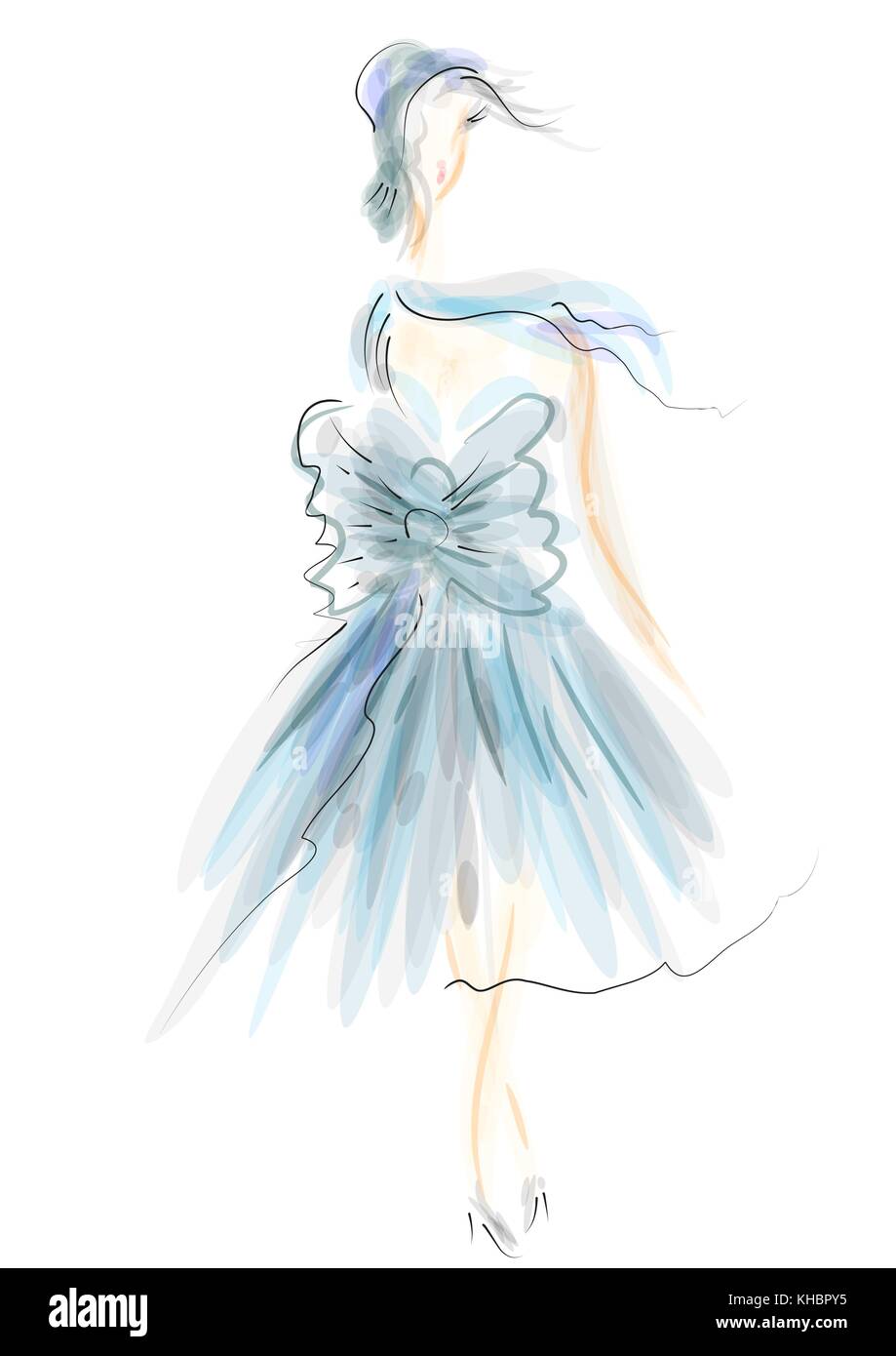 Female model in blue dress Stock Vector Images - Alamy