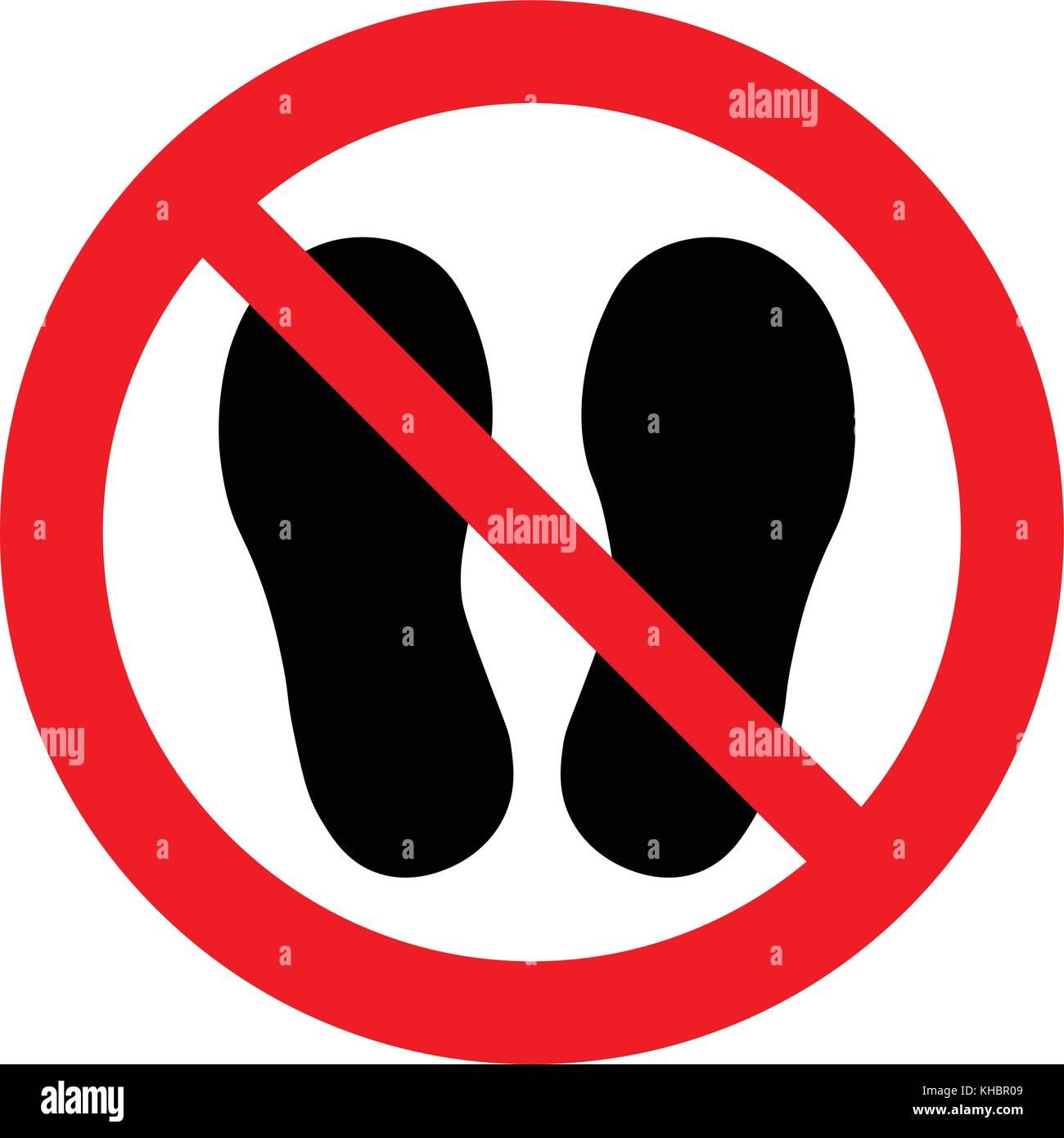 Do not walk or stand here, prohibition sign with footprints symbol ...