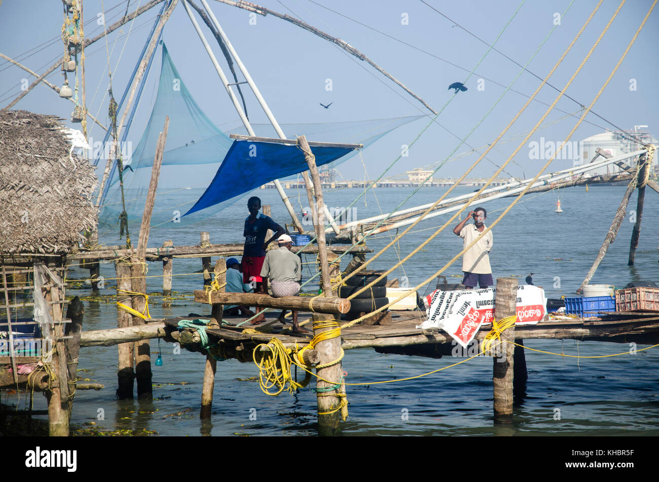 Chinese fishing nets, Fort Cochin, Kerala, India Stock Photo - Alamy