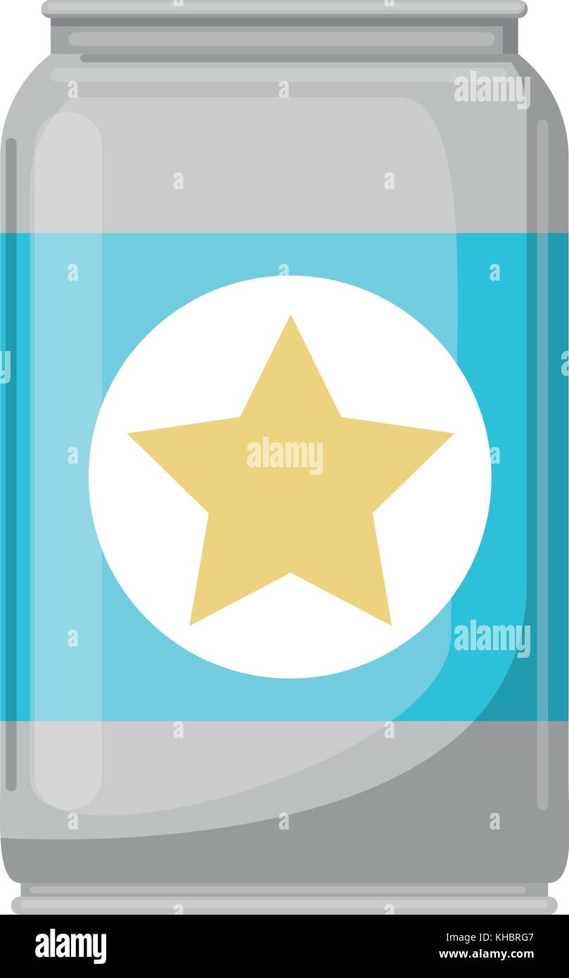 beer can in colorful silhouette with star emblem on white background ...