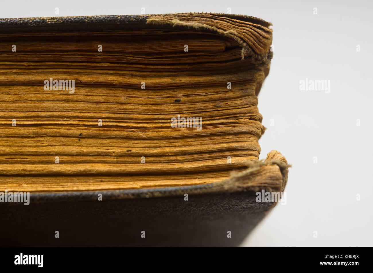 Part of the old tattered books with yellowed pages, macro, close up ...