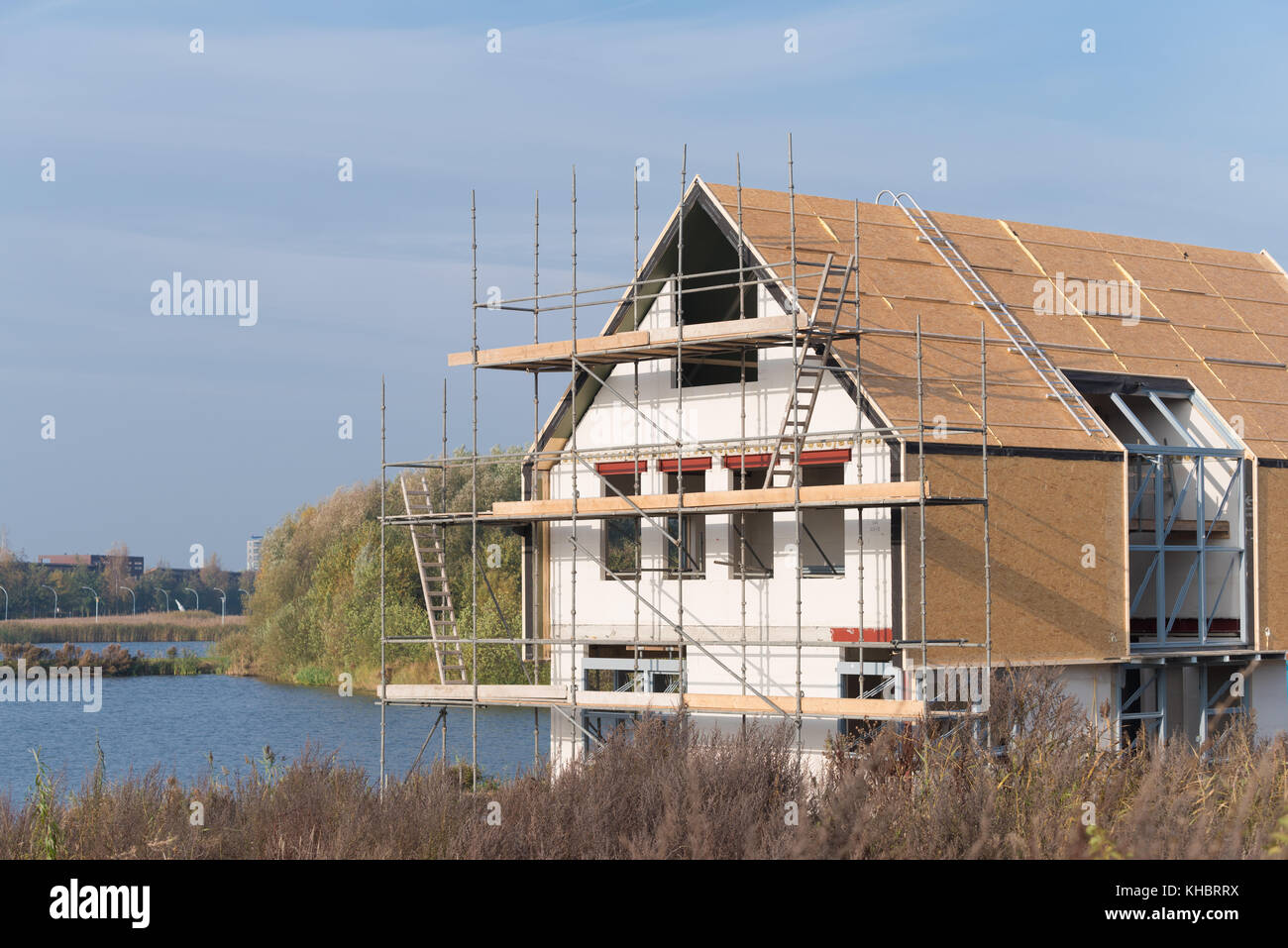 scaffolding on a newly build house in the netherlands Stock Photo - Alamy