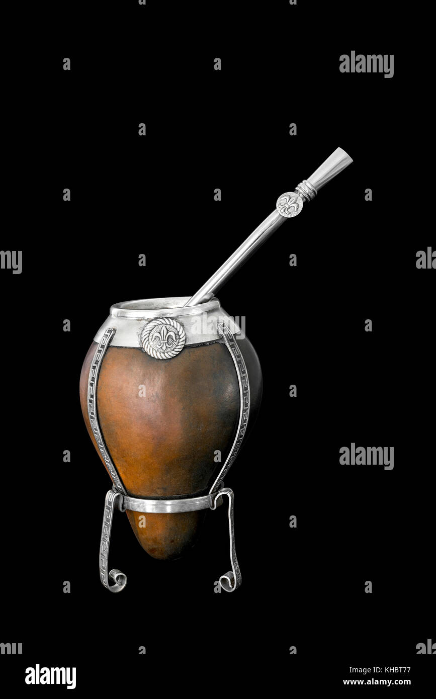 a typical Argentinean mate on a black background Stock Photo - Alamy
