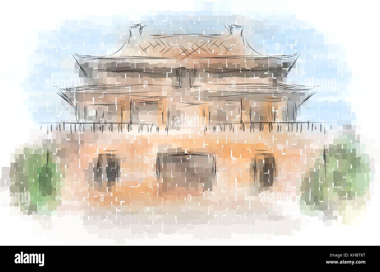 Building old beijing china Stock Vector Images - Alamy