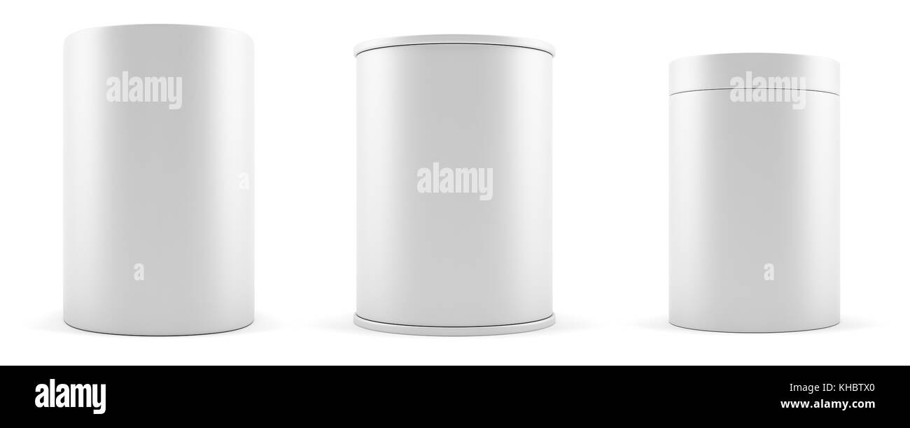Set of empty white realistic cylinders Stock Photo - Alamy