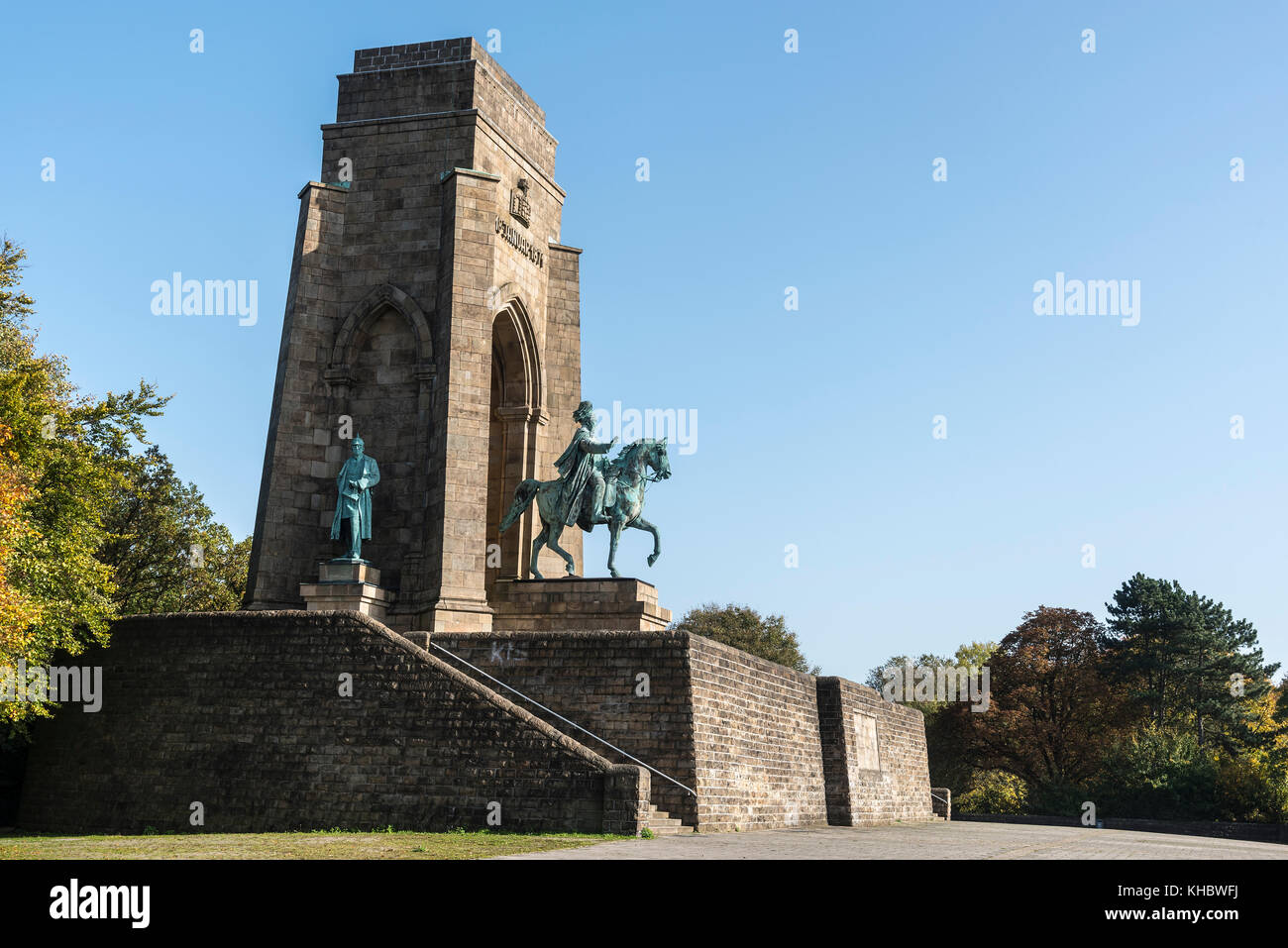Kaiser-Wilhelm Memorial, equestrian statue, Hohensyburg, Dortmund, Ruhr ...
