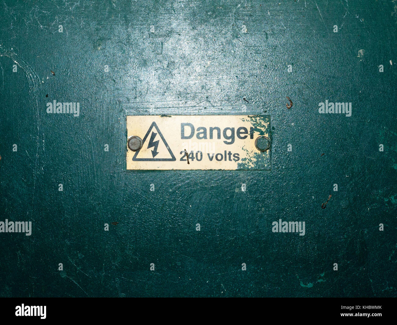 bunch of safety signs water green box yellow triangle; essex; england ...