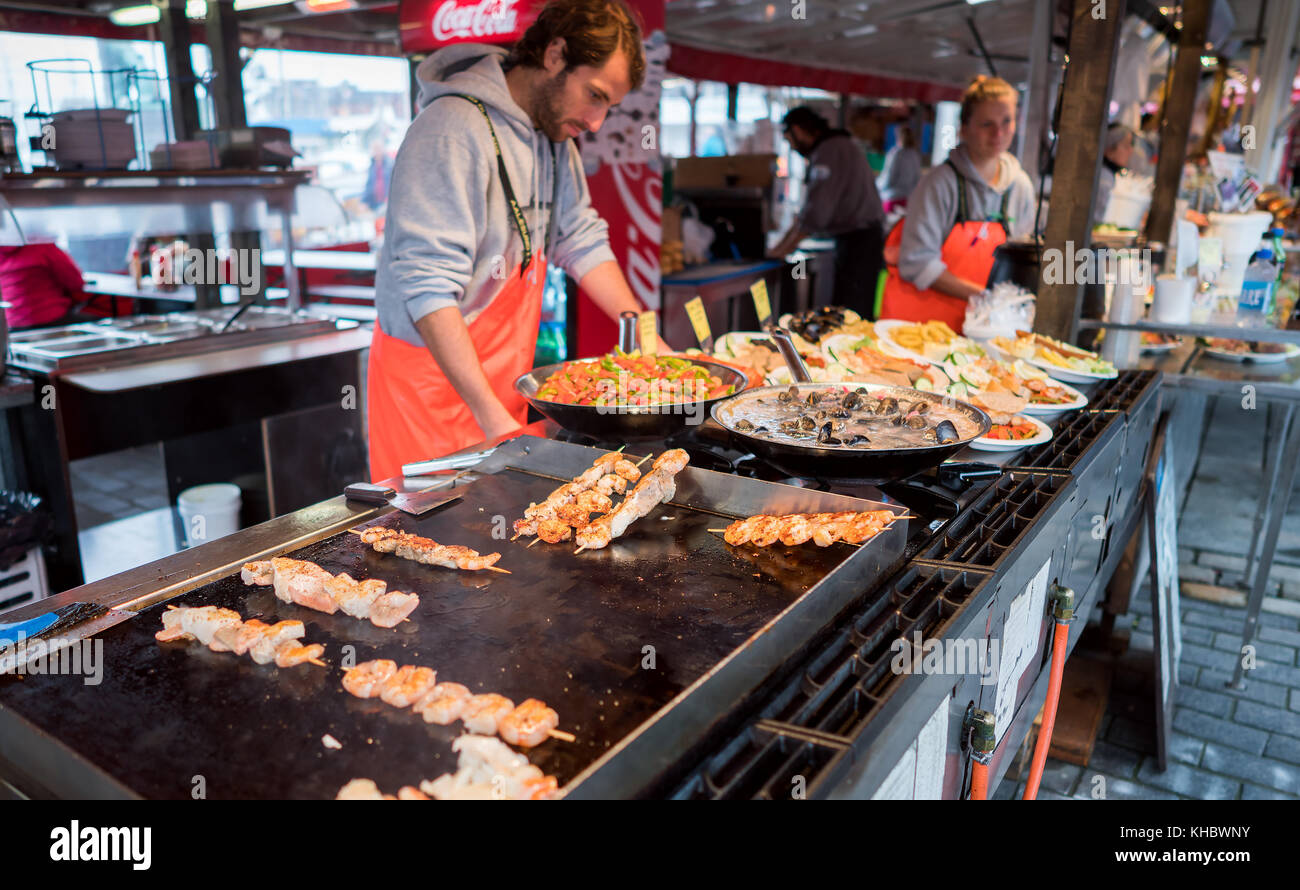 BERGEN, NORWAY - JUNE 16,2017: The Bergen Fish Market (Fisketorget ...