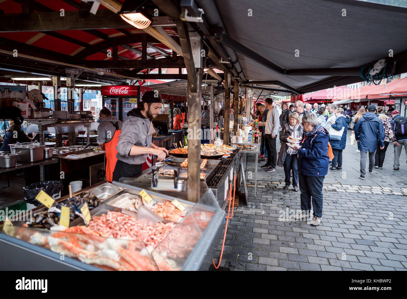 BERGEN, NORWAY - JUNE 16,2017: The Bergen Fish Market (Fisketorget ...