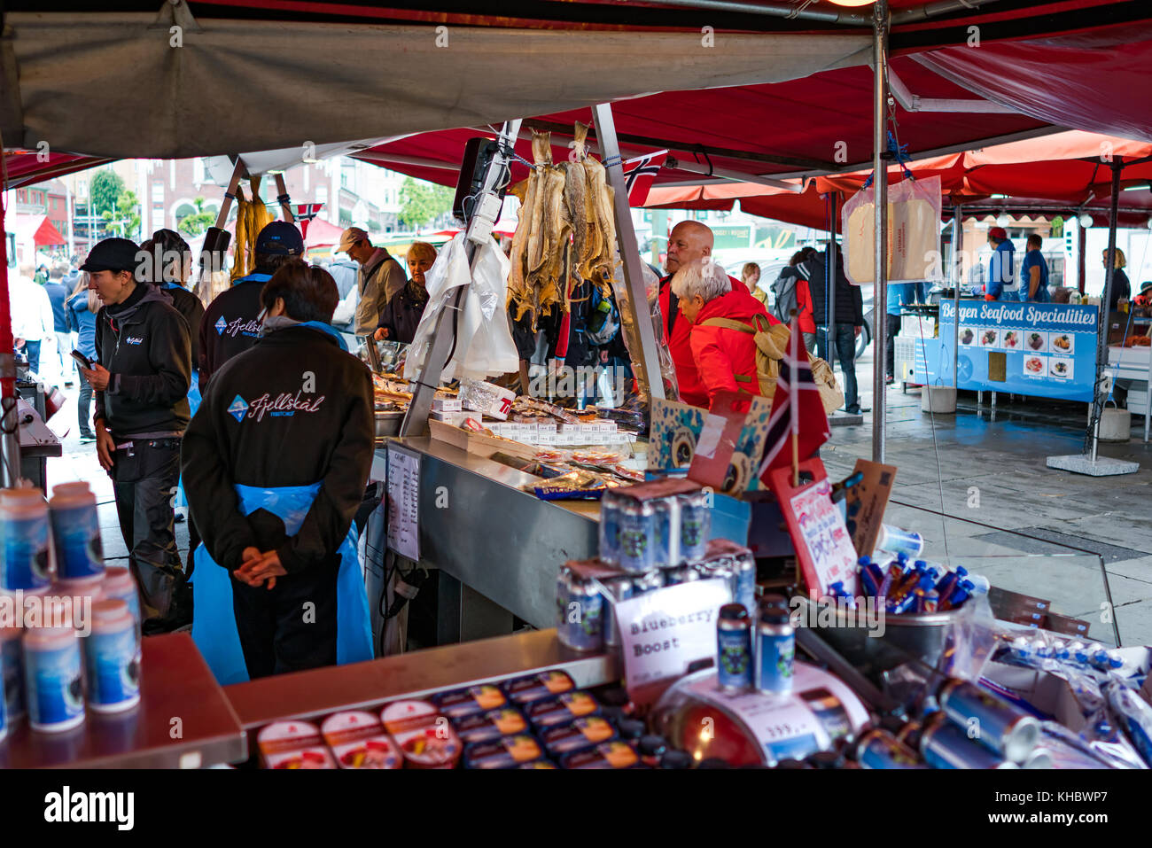 BERGEN, NORWAY - JUNE 16,2017: The Bergen Fish Market (Fisketorget ...