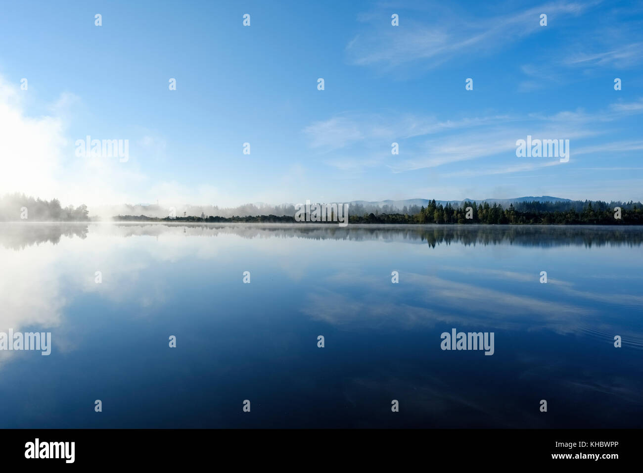 Morgennebel, Kirchsee near Sachsenkam, Tölzer Land, Upper Bavaria ...