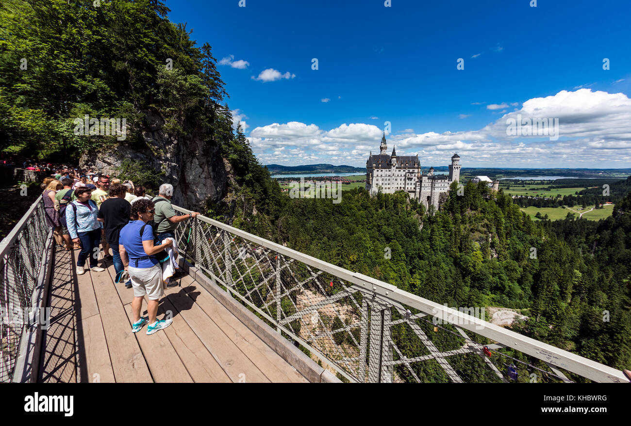 Neuschwanstein Castle, Germany - June 30, 2017: Viewing point on the ...