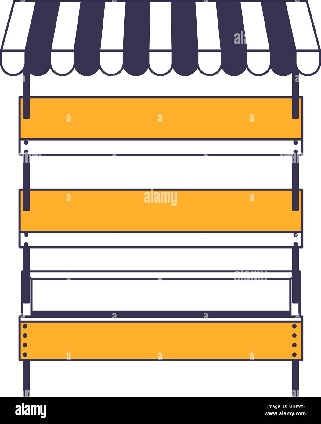 supermarket shelves empty with three levels and sunshade in color ...