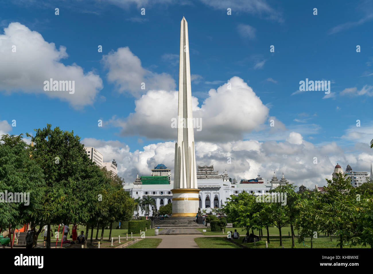Independence Monument in Maha Bandula Park, Rangoon, Myanmar Stock ...