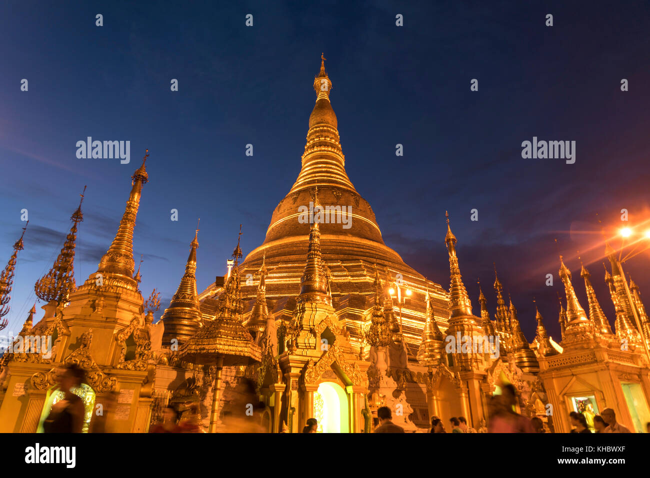 Evening mood, illuminated Shwedagon Pagoda, Rangoon, Myanmar Stock ...
