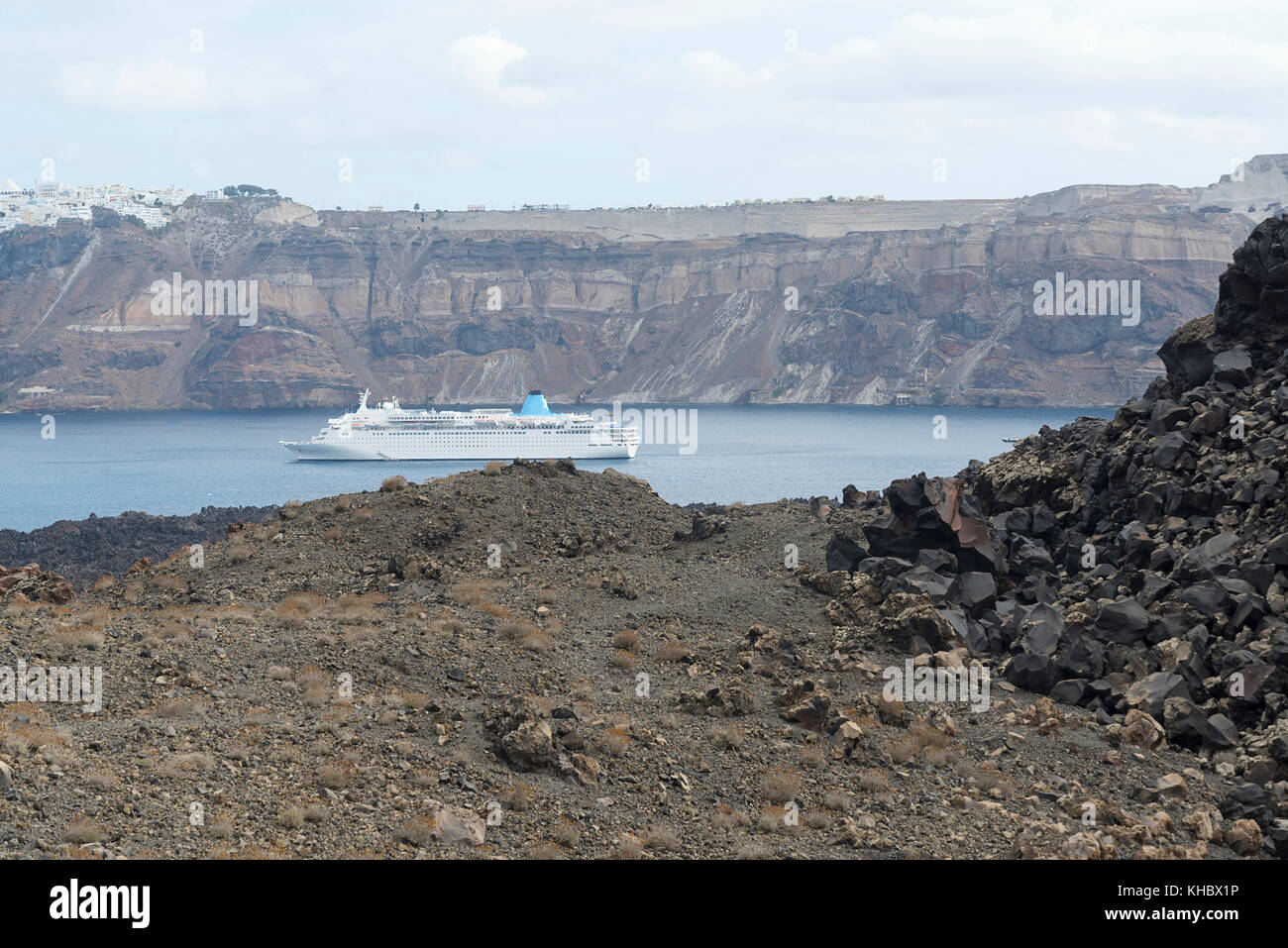 Exotic rocky road to the crater of the volcano. The volcano is located ...