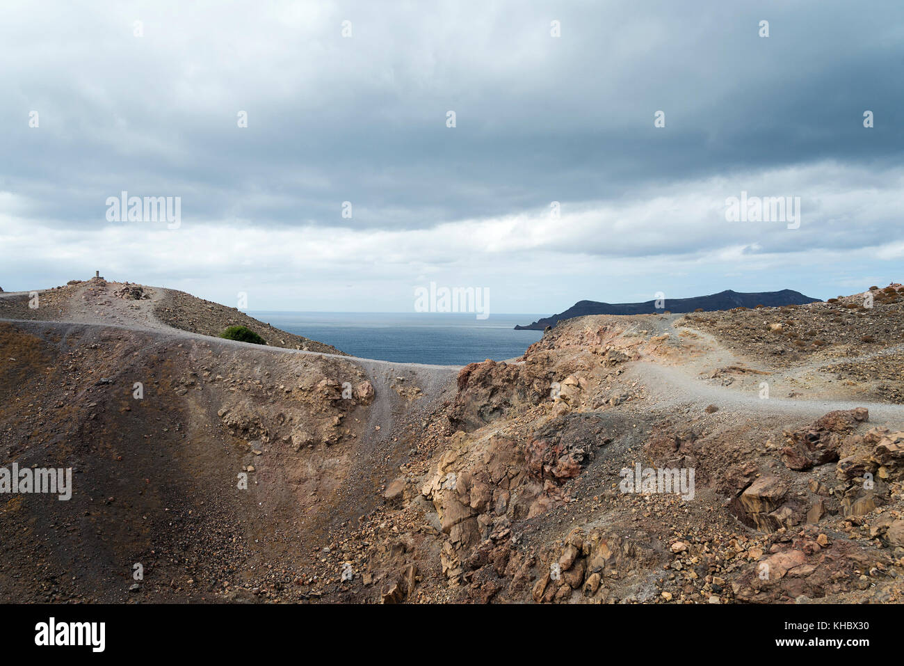 Exotic rocky road to the crater of the volcano. The volcano is located ...