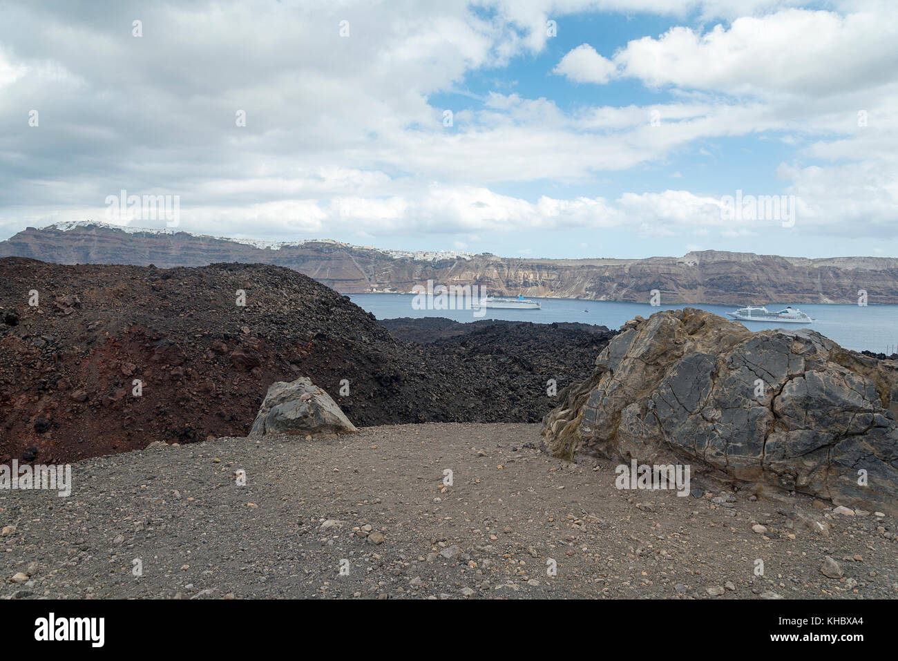 Exotic rocky road to the crater of the volcano. The volcano is located ...