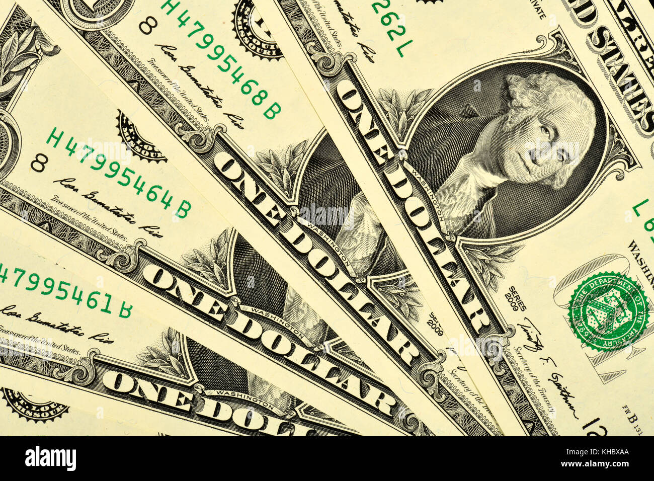 US dollar fans of one dollar banknotes Stock Photo - Alamy