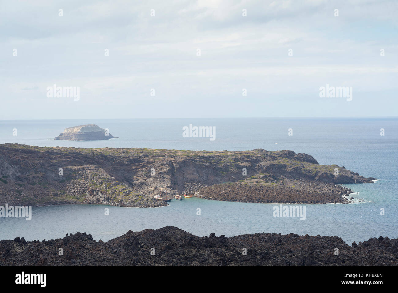 Exotic rocky road to the crater of the volcano. The volcano is located ...