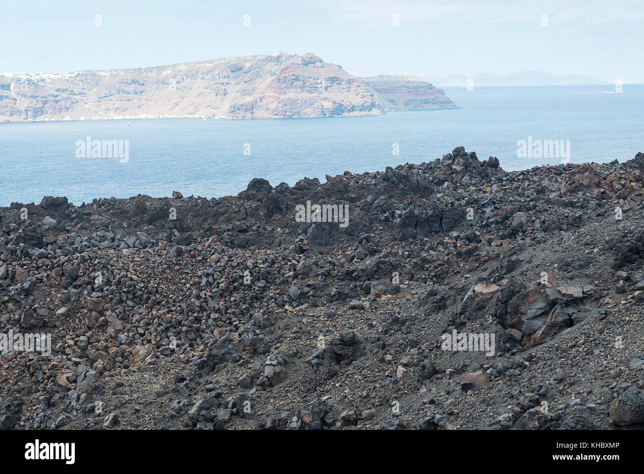 Exotic rocky road to the crater of the volcano. The volcano is located ...