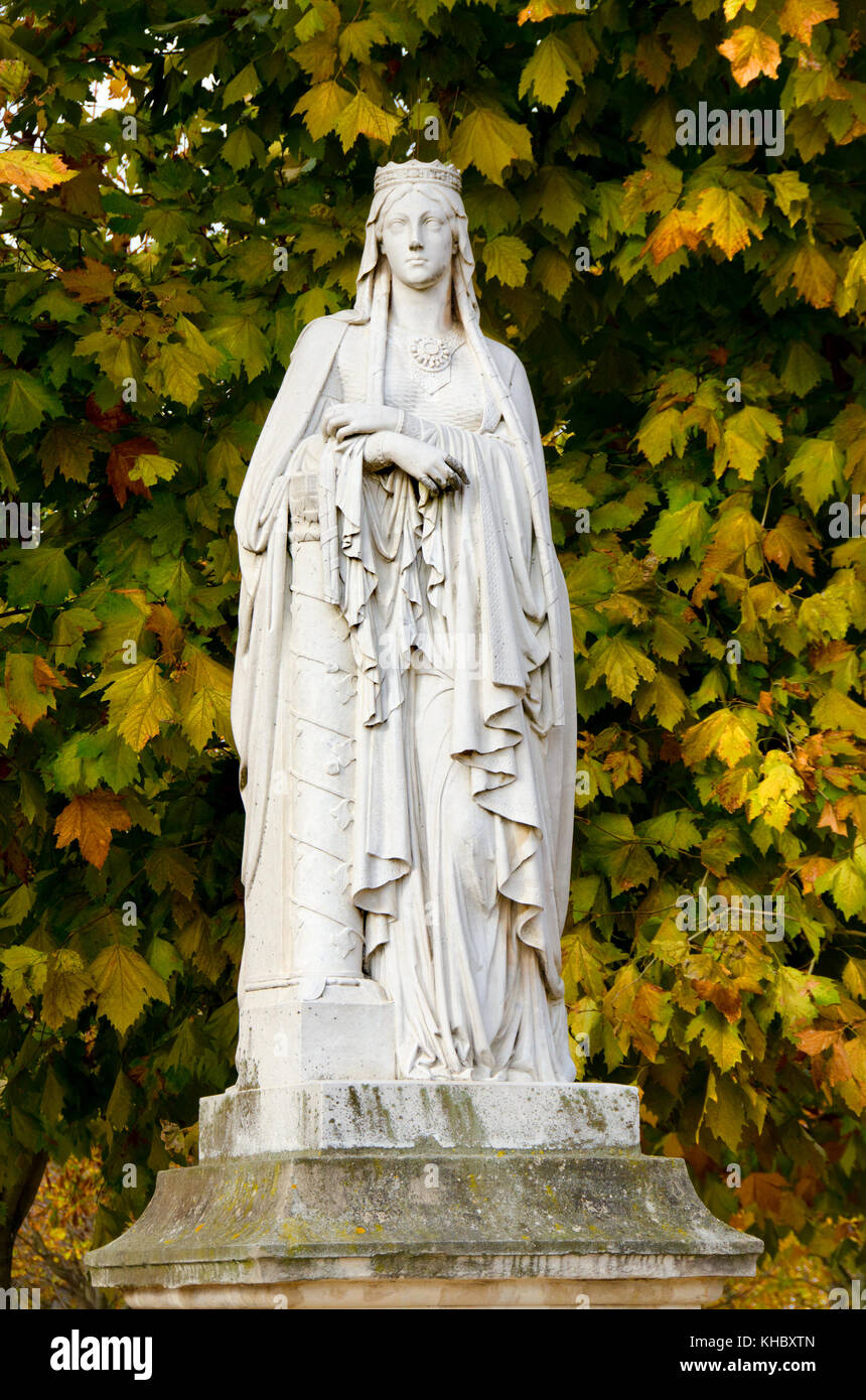 Paris, France. Jardin du Luxembourg (6th Arr) Statue: Saint Clotilde (c475-545) second wife of ...