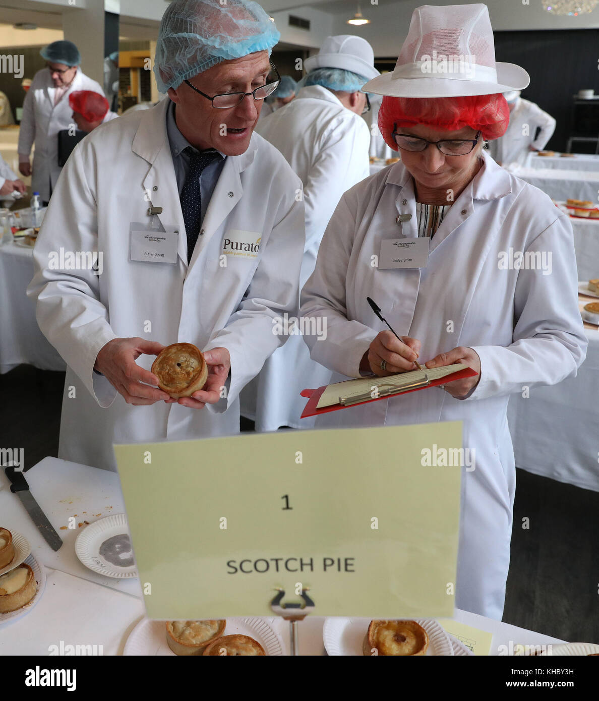 Judges view Scotch pies during judging for the World Scotch pie ...