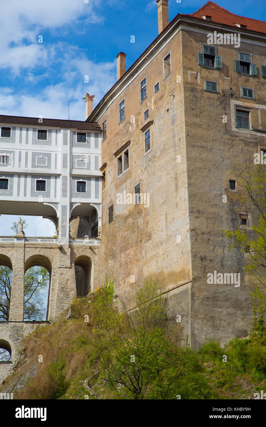 Famous castle bridge in Cesky Krumlov, Czech republic, Europe Stock ...