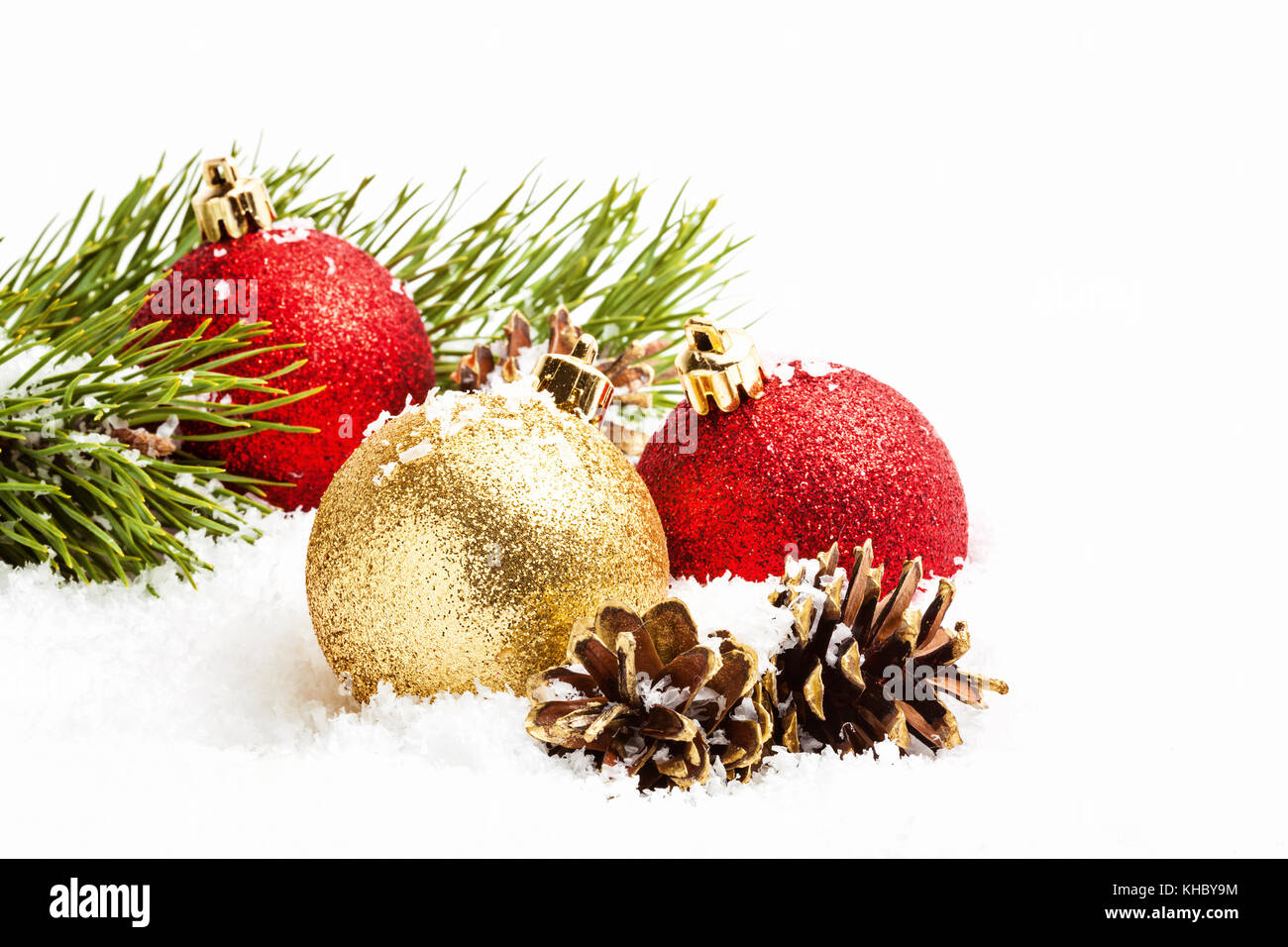 Christmas decorations on white Stock Photo - Alamy