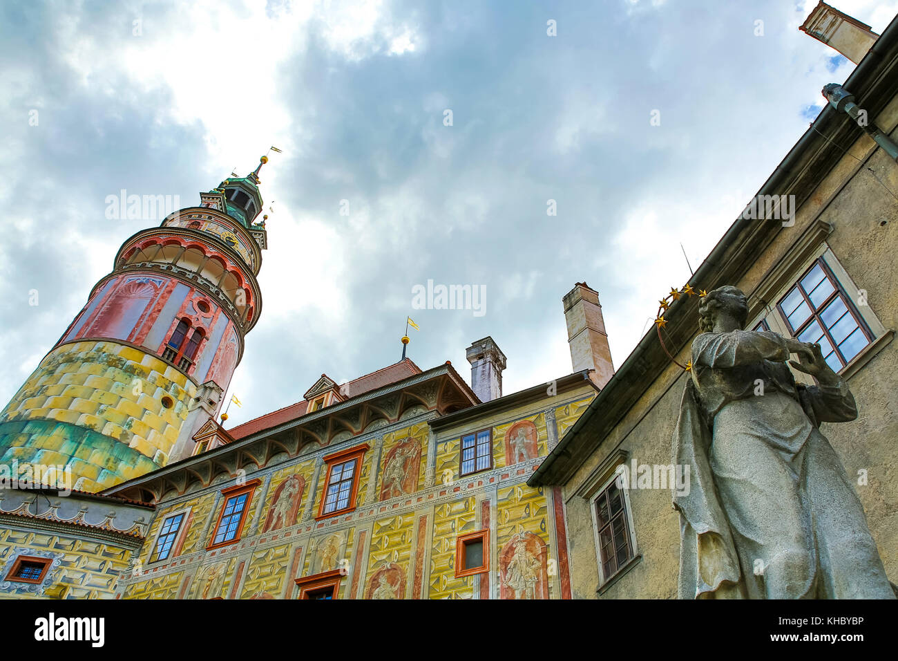 Famous castle in Cesky Krumlov with historic architectures Stock Photo ...