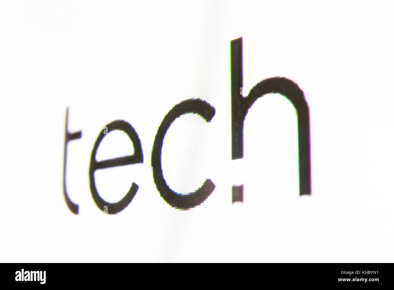Tech Lettering on white Background, Macro Photography of Television ...
