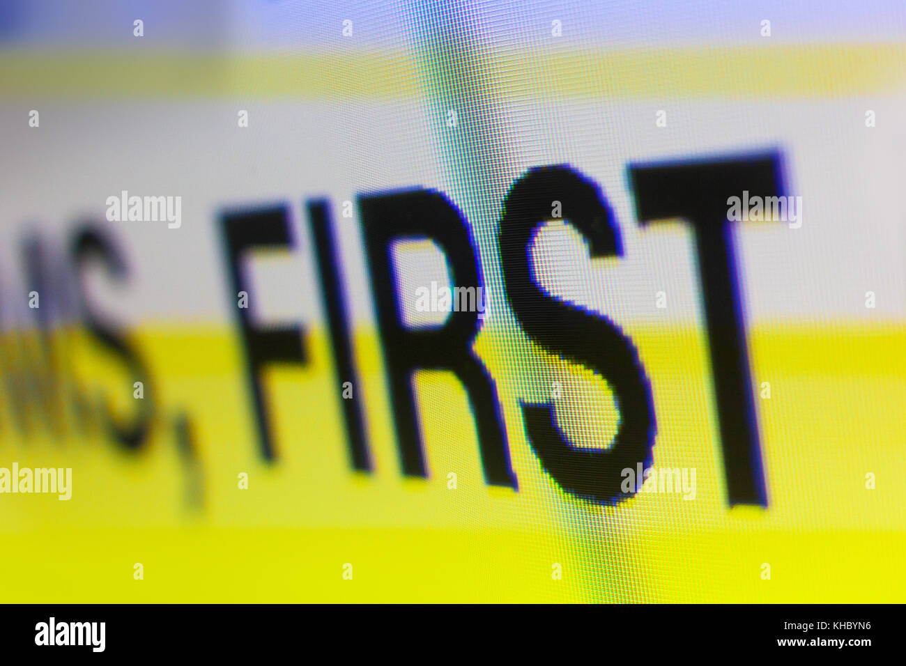 First Lettering on white Background, Macro Photography of Television ...